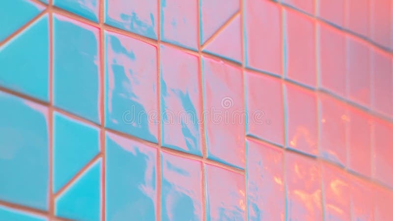 Vibrant Diamond Pattern on Pink and Blue Tiled Wall for Artistic ...