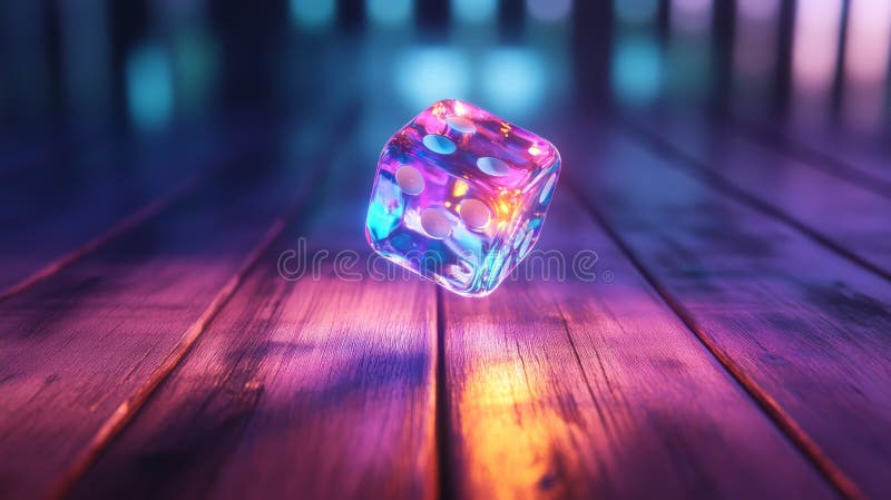 Vibrant Dice Glowing on a Wooden Surface Stock Image - Image of dice ...