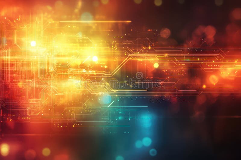 Vibrant Digital Abstract Background with Glowing Lines and Lights ...