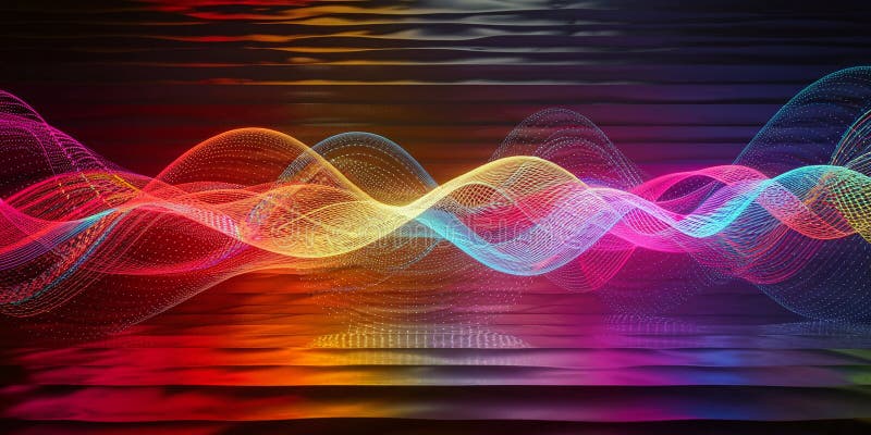 Vibrant Digital Abstract Wave Art with Color Gradient Stock ...