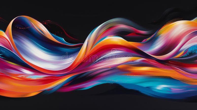 Vibrant Digital Abstract Wave Art on Dark Background Stock Photo ...