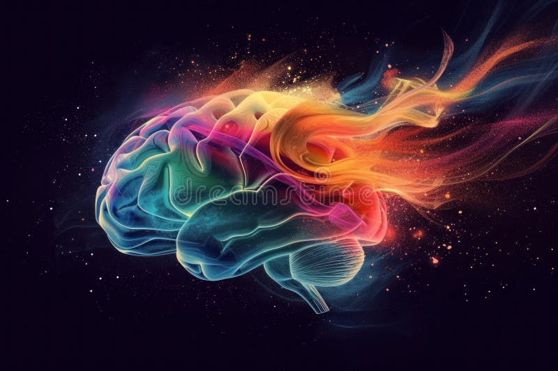 Vibrant Digital Art Concept Showcasing a Brain with Colorful, Fiery ... Vibrant Digital Art Concept Showcasing a Brain with Colorful, Fiery ...