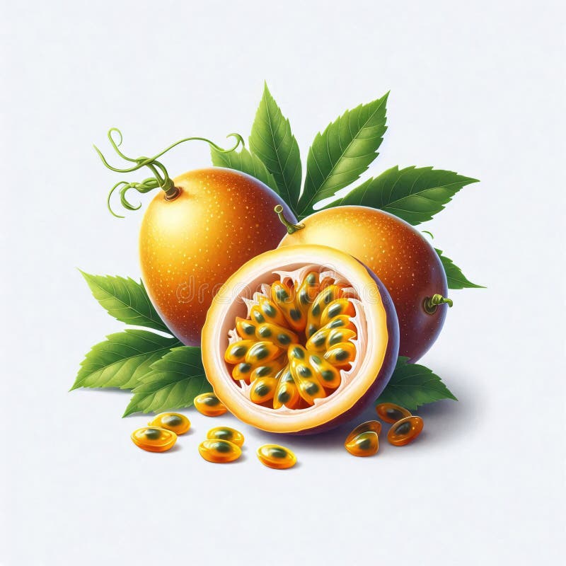 Vibrant Digital Art of Passion Fruits with a Realistic Touch Stock ...