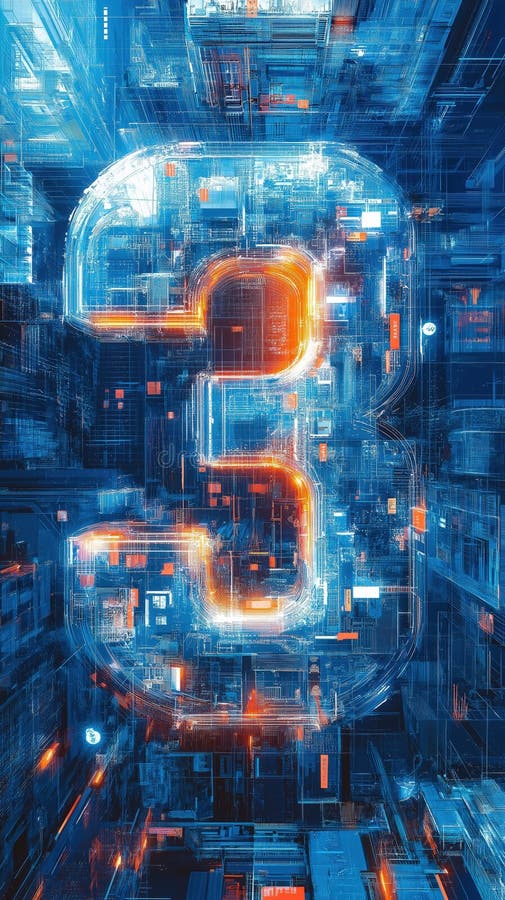Futuristic Digital Number 3 in Neon Colors Stock Illustration ...