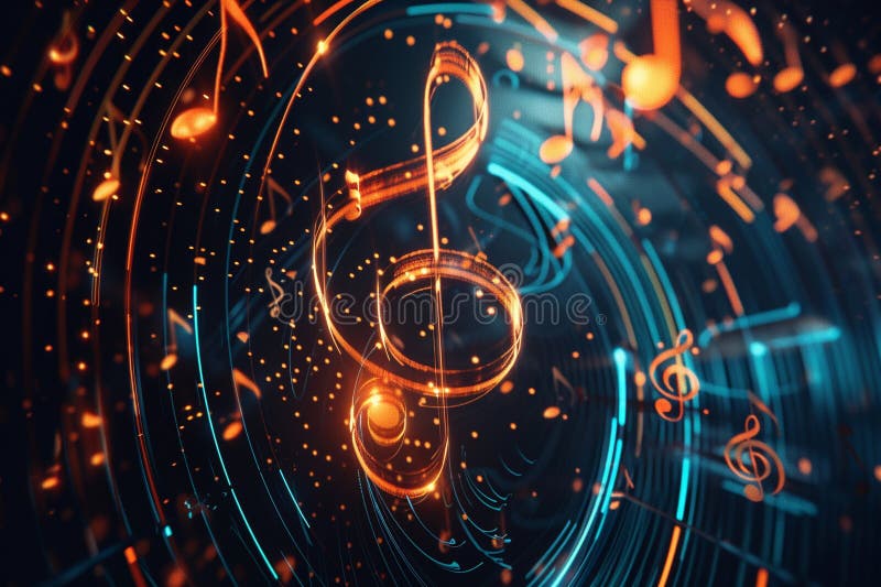 Glowing Music Notes in Motion Stock Photo - Image of musical, sound ...