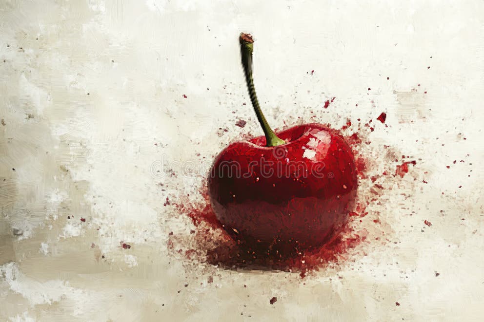 Vibrant Digital Art of a Red Cherry in Explosive Disintegration ...