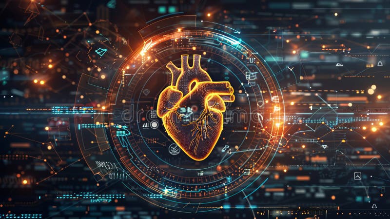 Vibrant Digital Artwork Blending Human Heart with Technology in a ...