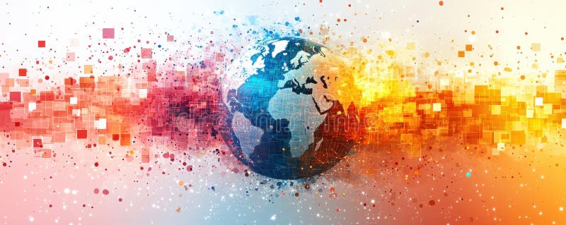 Abstract Digital Sphere with Colorful Pixel Explosion Art Stock Image ...