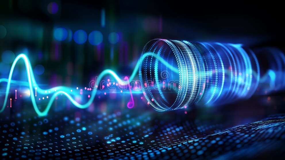 Dynamic 3D Music Notes Floating on a Vibrant Blue Background Stock ...