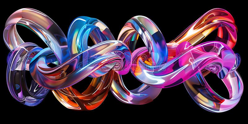 Abstract Intertwined Colorful Glass Sculptures Digital Art Stock ...