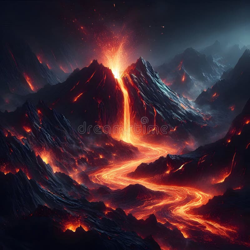 Abstract Fire Pour with Lava Motion Elements Stock Illustration ...