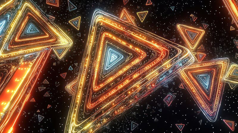 A Vibrant Digital Artwork Featuring Glowing, Layered Triangles in a ...
