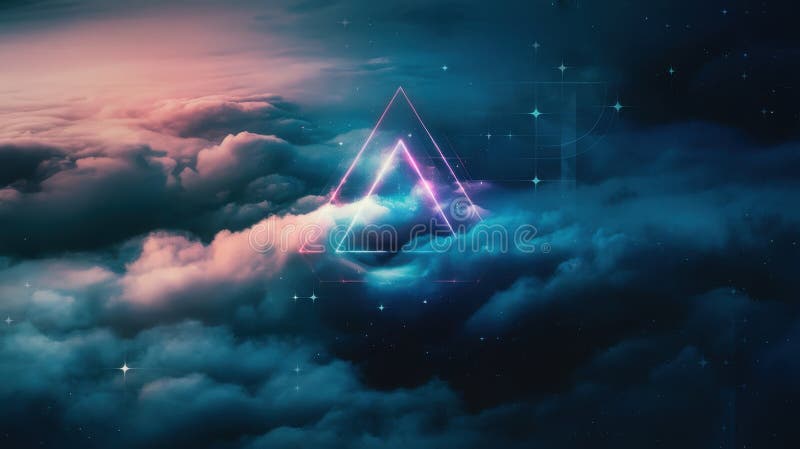 A Vibrant Digital Artwork Featuring a Glowing Triangle Against Cosmic ...