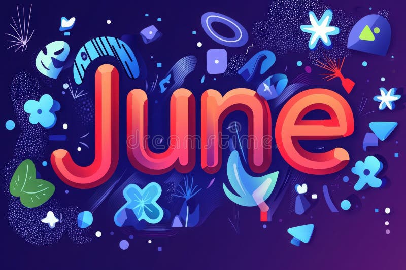 Vibrant Digital Artwork Featuring the Month of June with Colorful ...