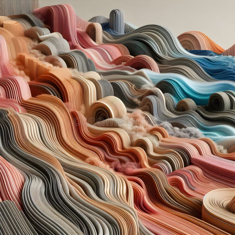 Abstract Digital Illustration with a Colorful Topographic Landscape ...