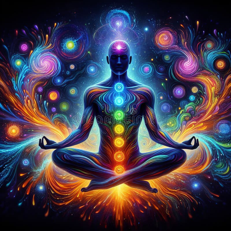 Colorful Meditation Aura Artwork Stock Image - Image of figure ...