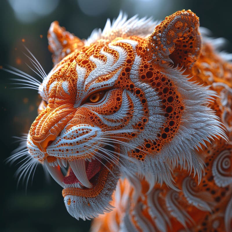 A Vibrant Digital Artwork Showcasing a Stylized Tiger with Intricate ...