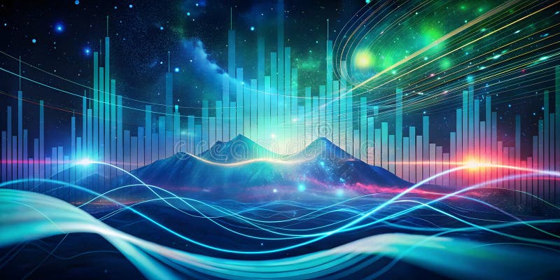 Vibrant Digital Background with Bright Lines and Dots on Blue Stock ...