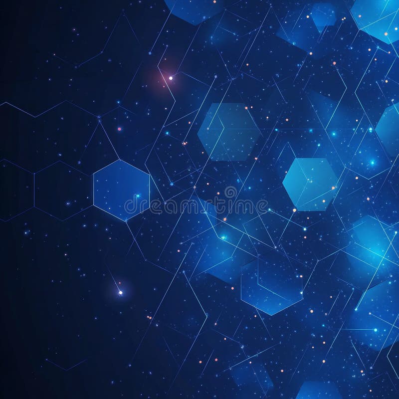Digital Blue Abstract Background with Hexagonal Patterns and Sparkling ...