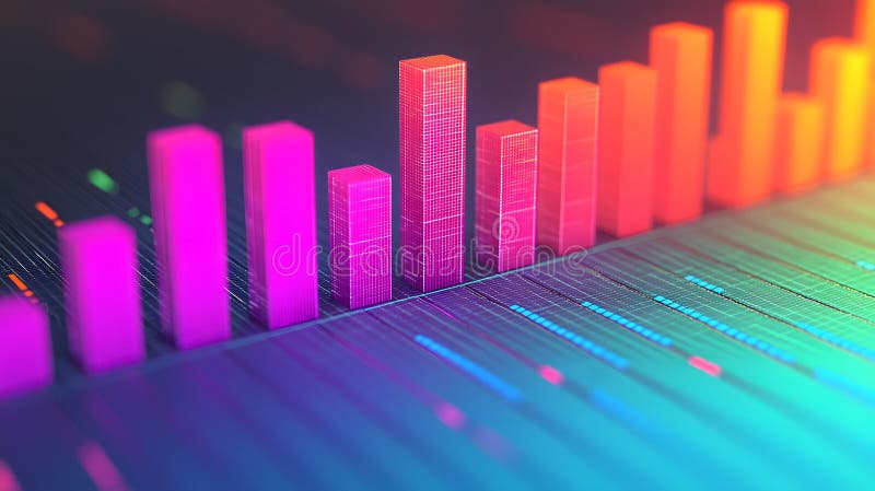 Vibrant Digital Bar Chart Showcasing Data with Melting Columns in a ...