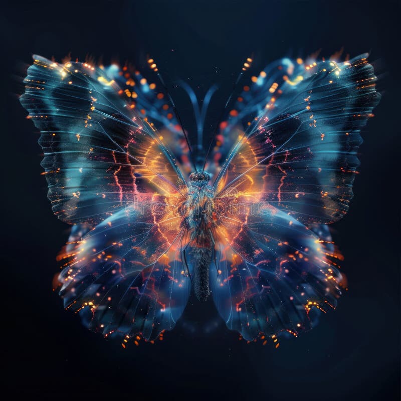Vibrant, Digital Butterfly Emerges from Darkness, Symbolizing Hope and ...