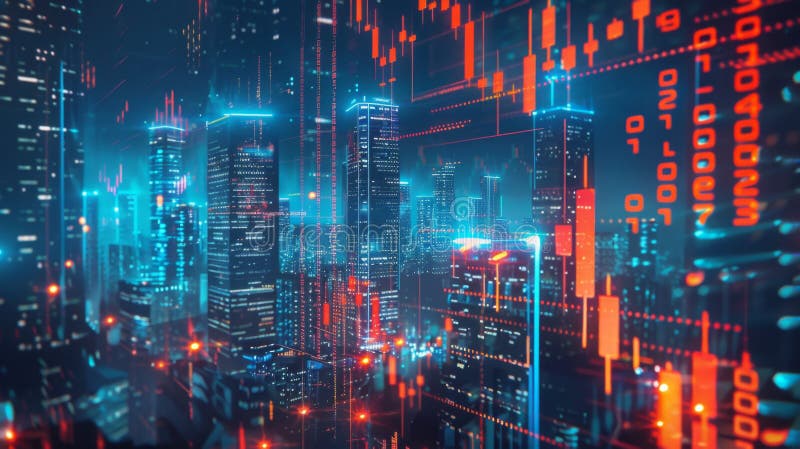 A Vibrant Digital Cityscape.AI Generated Image Stock Image - Image of communication, urban ...