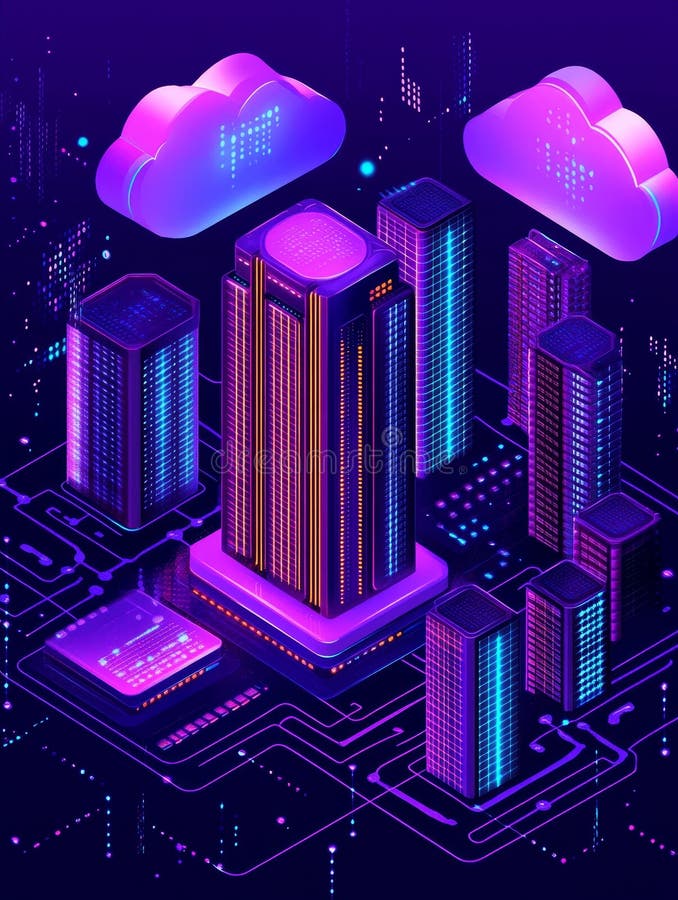 Big Data Center Technology Warehouse with Servers a Vibrant Digital ...