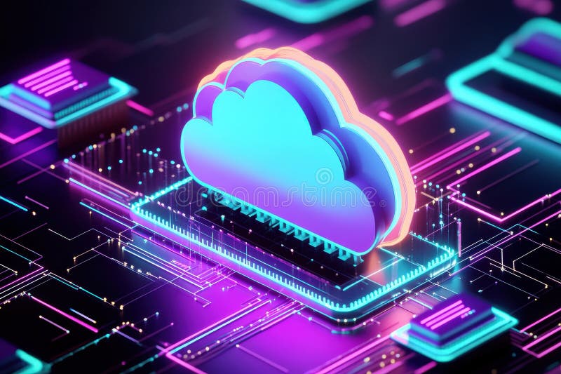 A Vibrant Digital Cloud Representing Modern Cloud Computing Technology ...