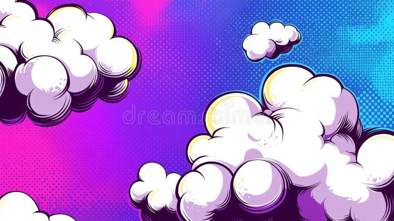 Vibrant Digital Clouds in a Comic Style, Showcasing Bold Colors and ...