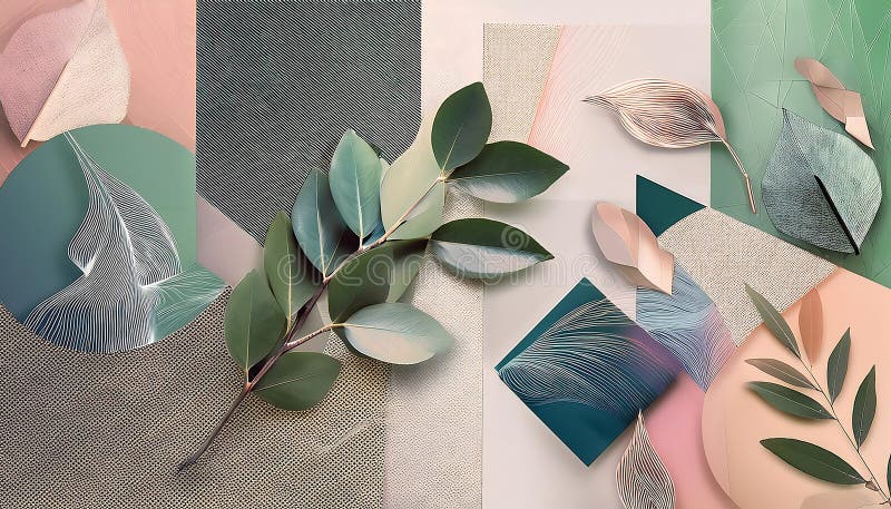 Modern Abstract Collage Featuring Geometric Shapes and Natural Elements ...
