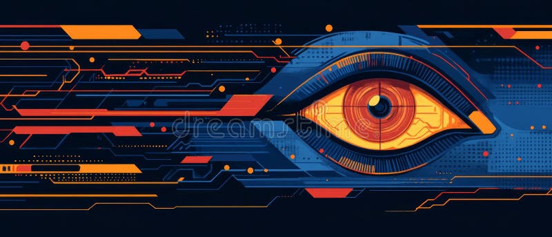 A Vibrant Digital Composition Showcases a Tech Eye Surrounded by ...