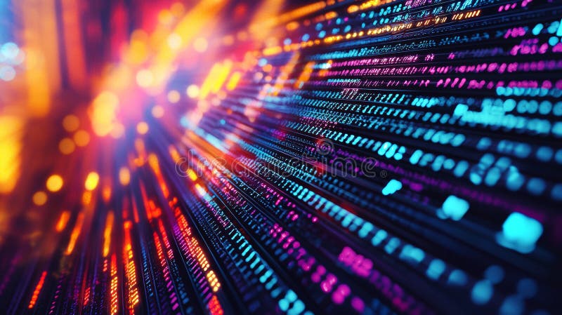 Vibrant Digital Data Flow with Abstract Light and Numbers Stock Image ...