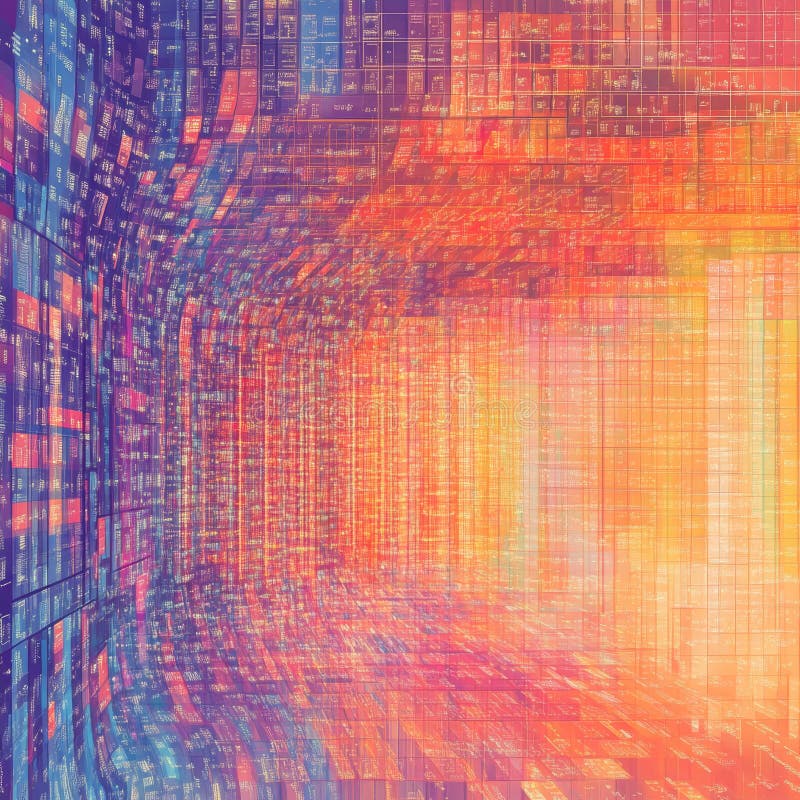 Vibrant Digital Data Flow with Structured Patterns and Technology ...