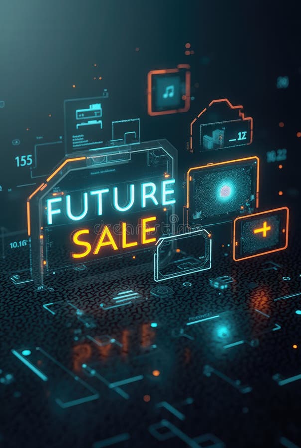 A Vibrant Digital Display Illustrates a Future Sale, Showcasing Neon ...