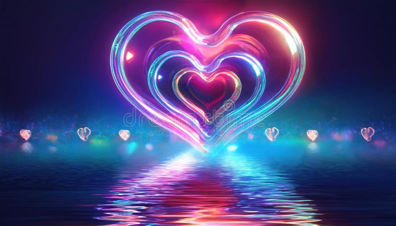 Vibrant Digital Display of Intertwined Glowing Heart Patterns, Creating ...