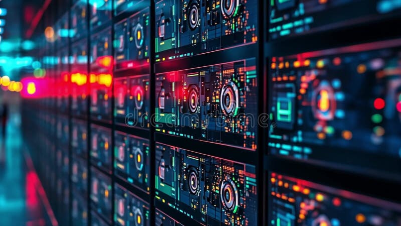 Vibrant Digital Display Panels Illuminated in a High-tech Environment ...