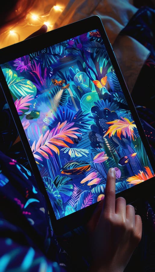 Vibrant Digital Ebook Cover Design with Dynamic Typography on Tablet ...