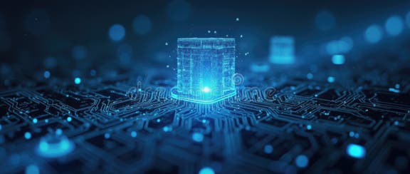 In a Vibrant Digital Environment, a Glowing Cube Representing Data ...