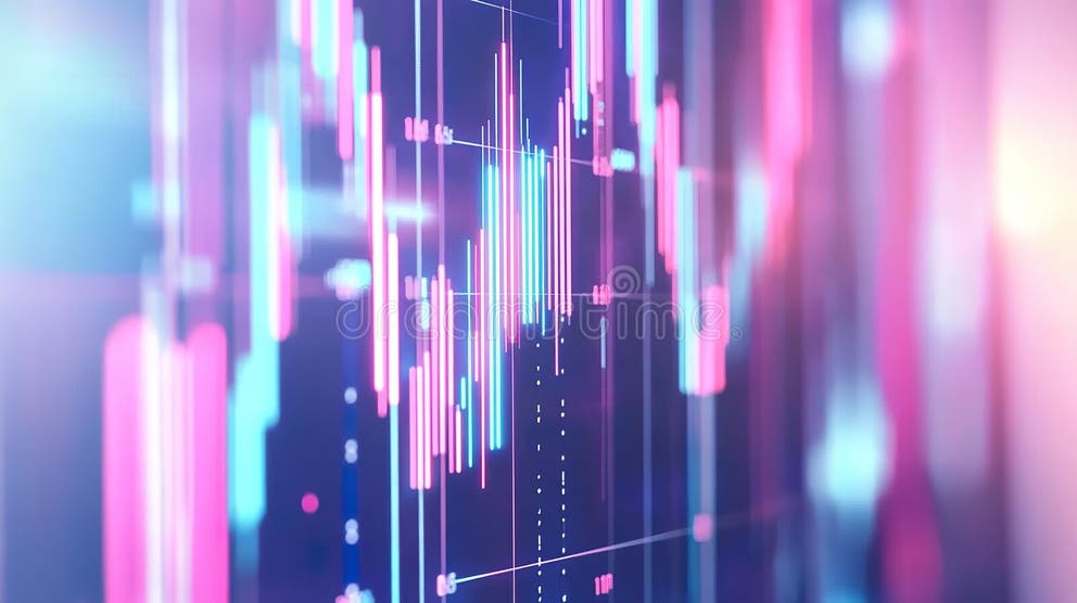 Vibrant Digital Financial Data Displaying Bright Bar and Line Graphs ...