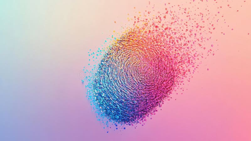 Vibrant Digital Fingerprint on Gradient Background for Technology and ...