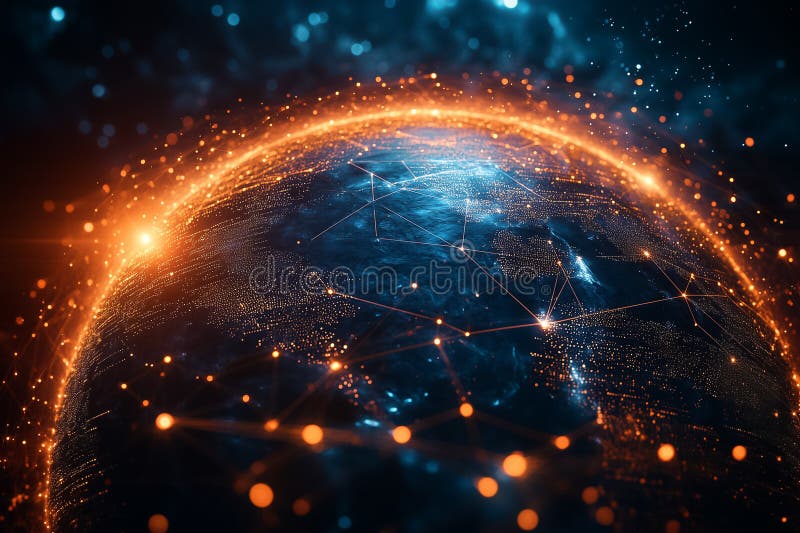 A Vibrant Digital Globe Displays Interconnected Lines, Symbolizing ...