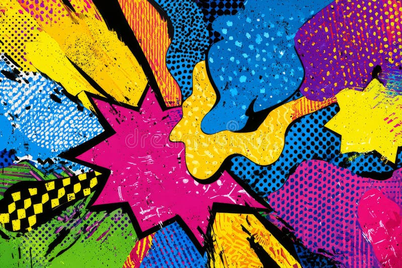 Retro 90s Pop Art Comic Explosion Stock Illustration - Illustration of ...