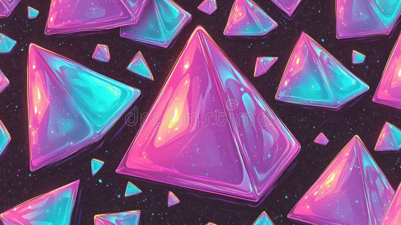 Neon Pink and Blue Glossy Pyramids Abstract Background Stock ...
