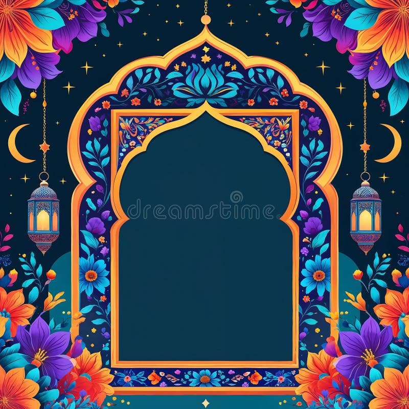 Vibrant Digital Illustration of Ornate Arch-Shaped Frame Inspired by ...