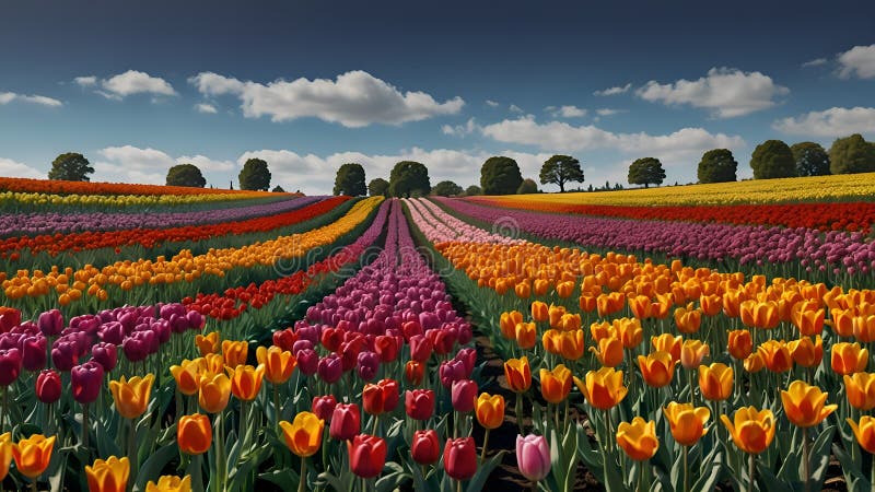 A Vibrant Digital Illustration Depicting a Stylized Landscape with ...