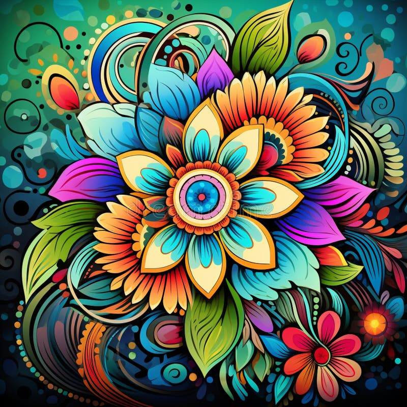 Vibrant Digital Illustration with Intricate Interwoven Patterns Stock ...