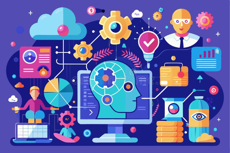 A Vibrant Digital Illustration Showcases the Key Elements of Artificial ...