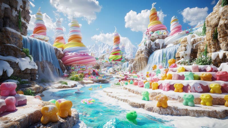 Enchanting Candyland Fantasy Landscape Sweet Treats Waterfalls and ...