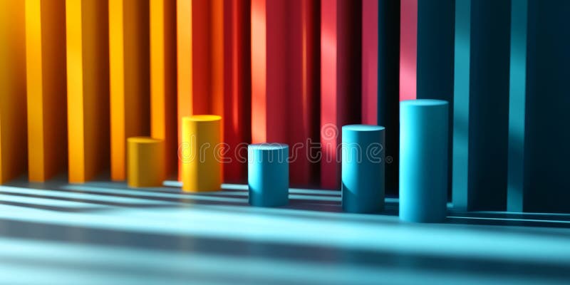 Colorful 3D Bar Graph on Gradient Background Illustrating Growth Stock ...