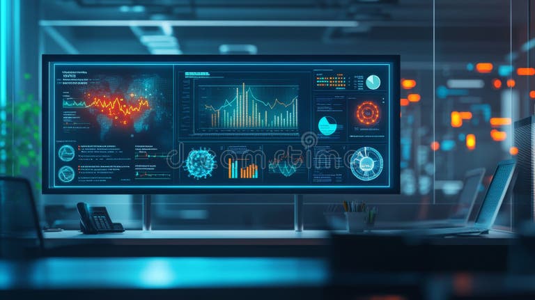 Vibrant Digital Infographic Concept with Data Visualization Display ...
